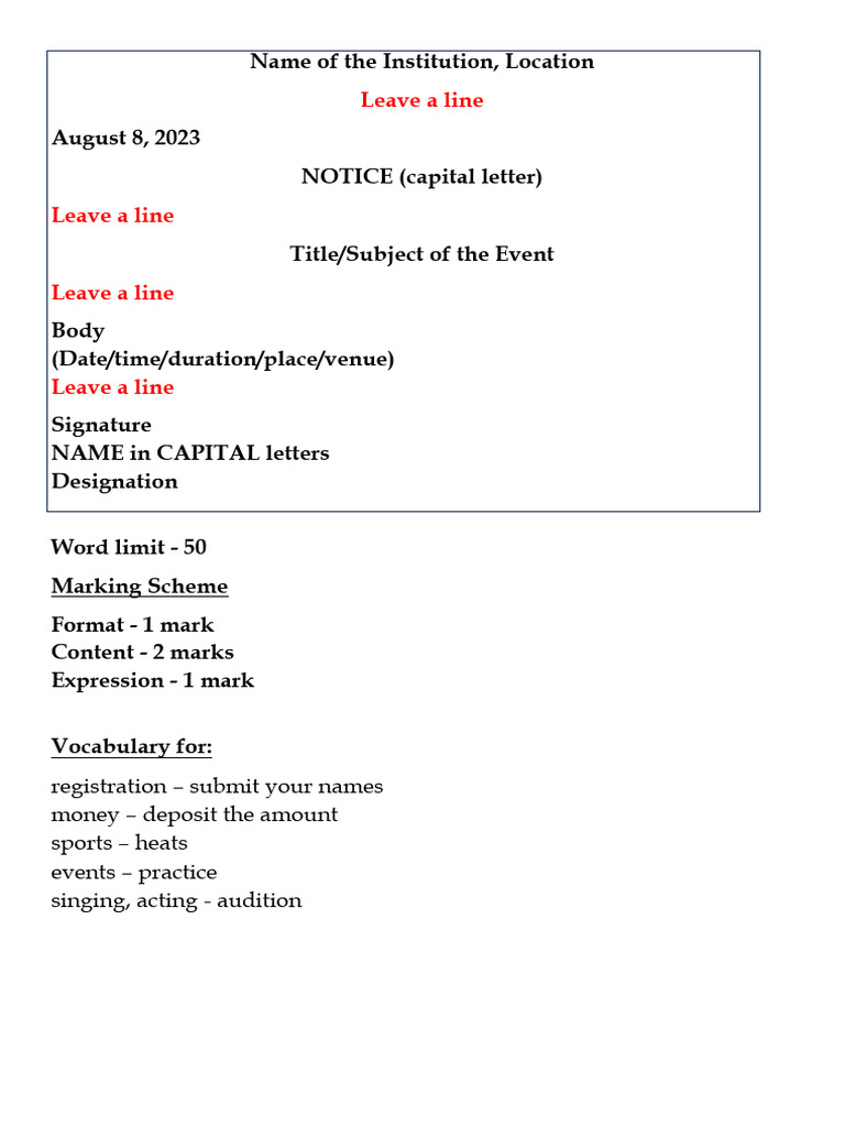 Notice Writing | PDF