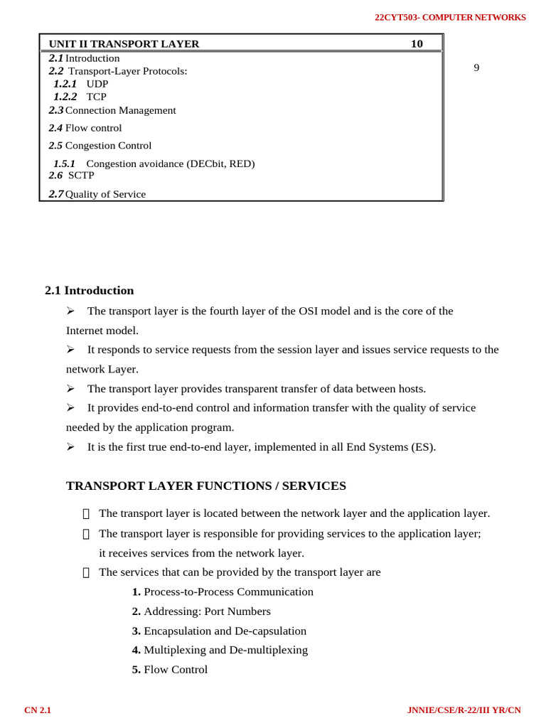 UNIT 2 | PDF | Transmission Control Protocol | Network Congestion