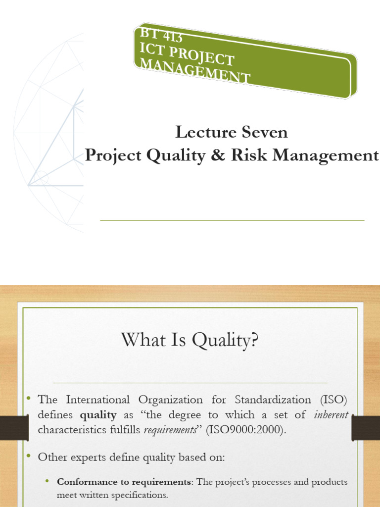 BT413-Lecture Seven 2024 2025 | PDF | Risk | Iso 9000