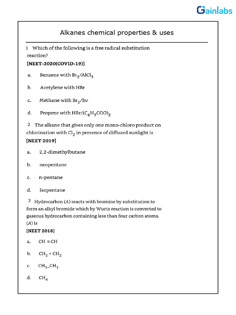 Alkane-reactions | PDF