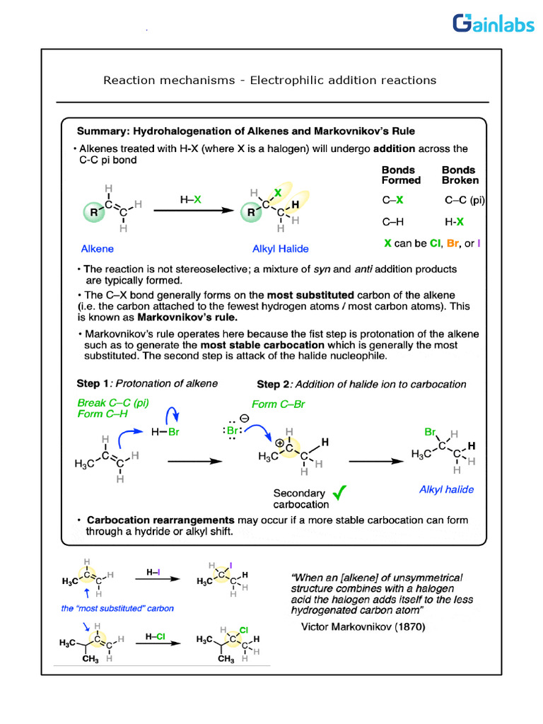 Electrophilic & Free Radical Addition | PDF