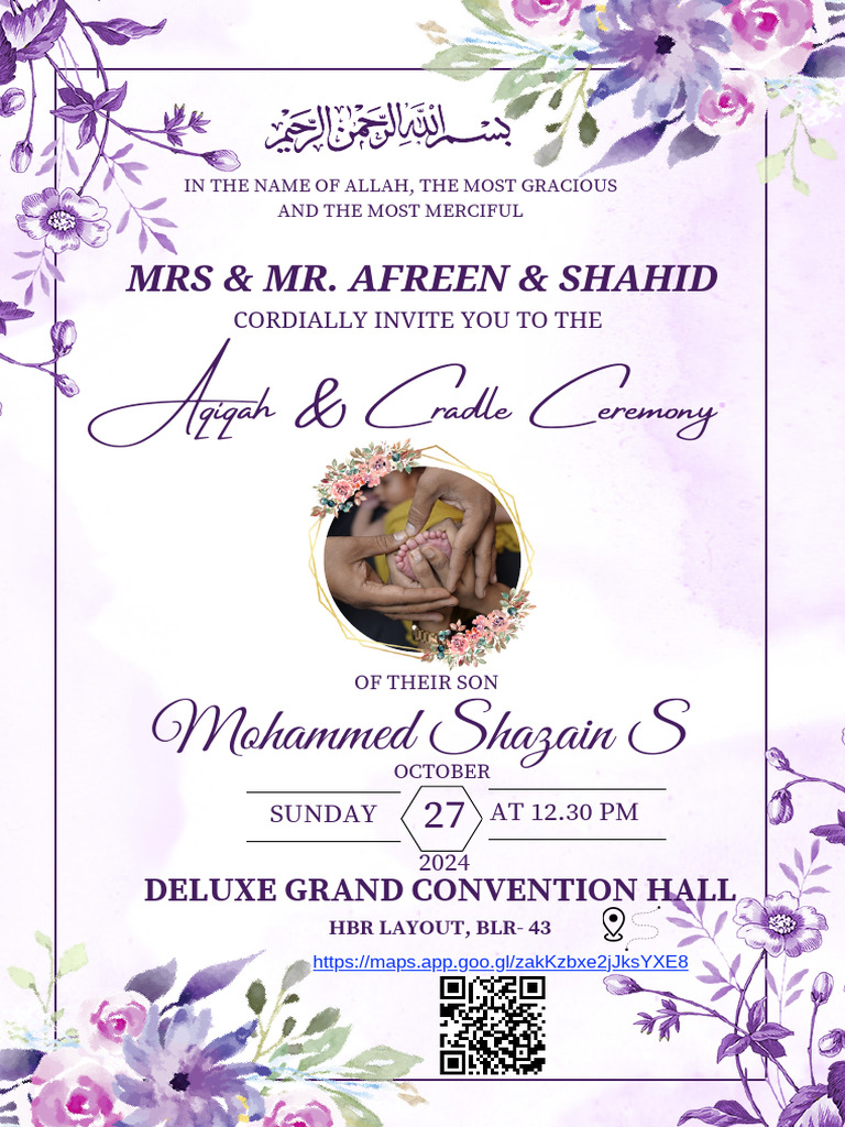 #Shazain# Aqiqah & Chilla Invitation | PDF