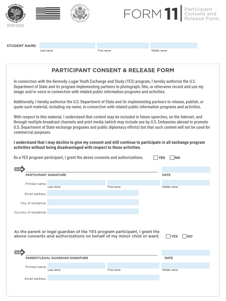 YES Participant Consent and Release Form FILLABLE | PDF | Social ...