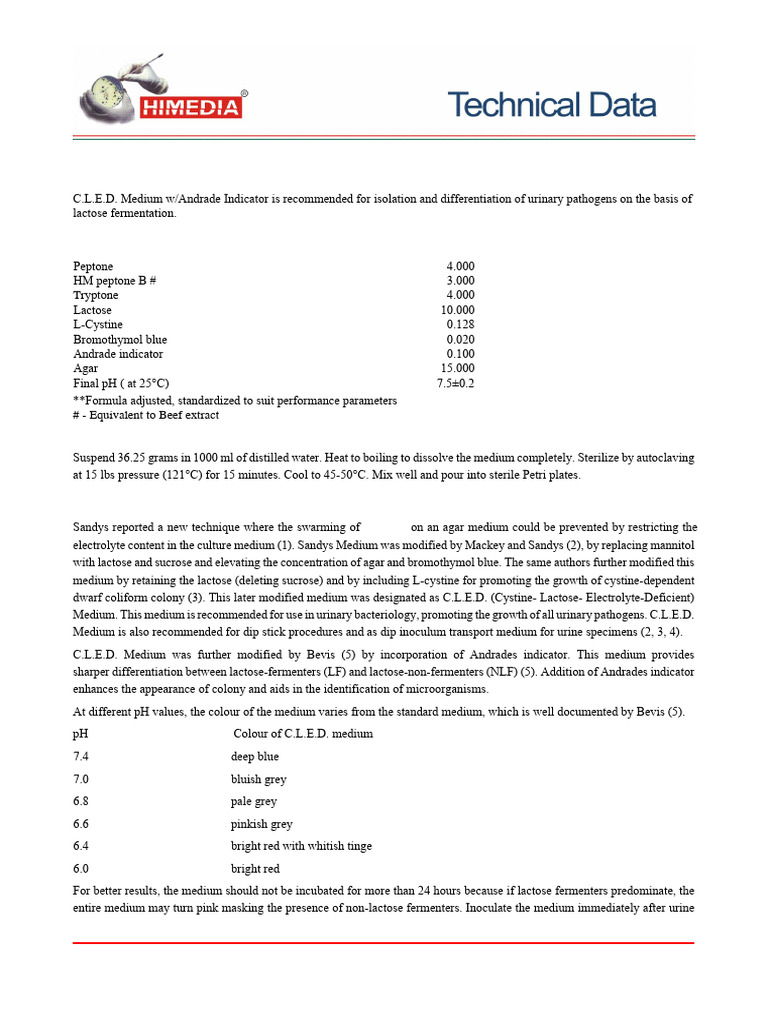 CLED | PDF | Agar | Microbiology