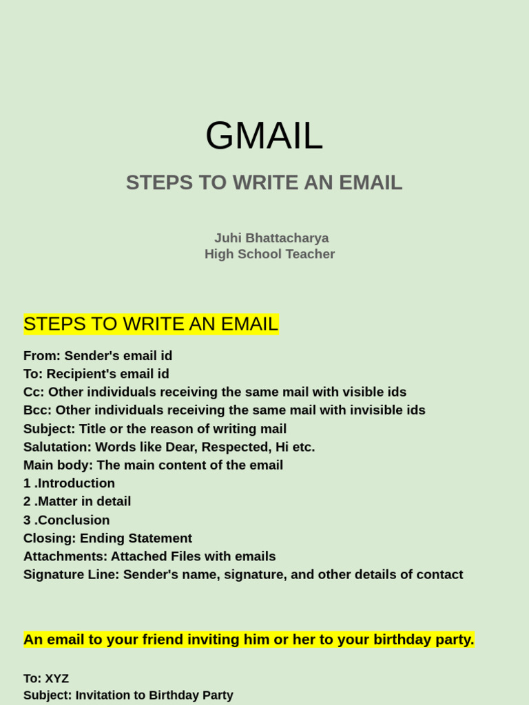 Email Writing Steps & Examples | PDF