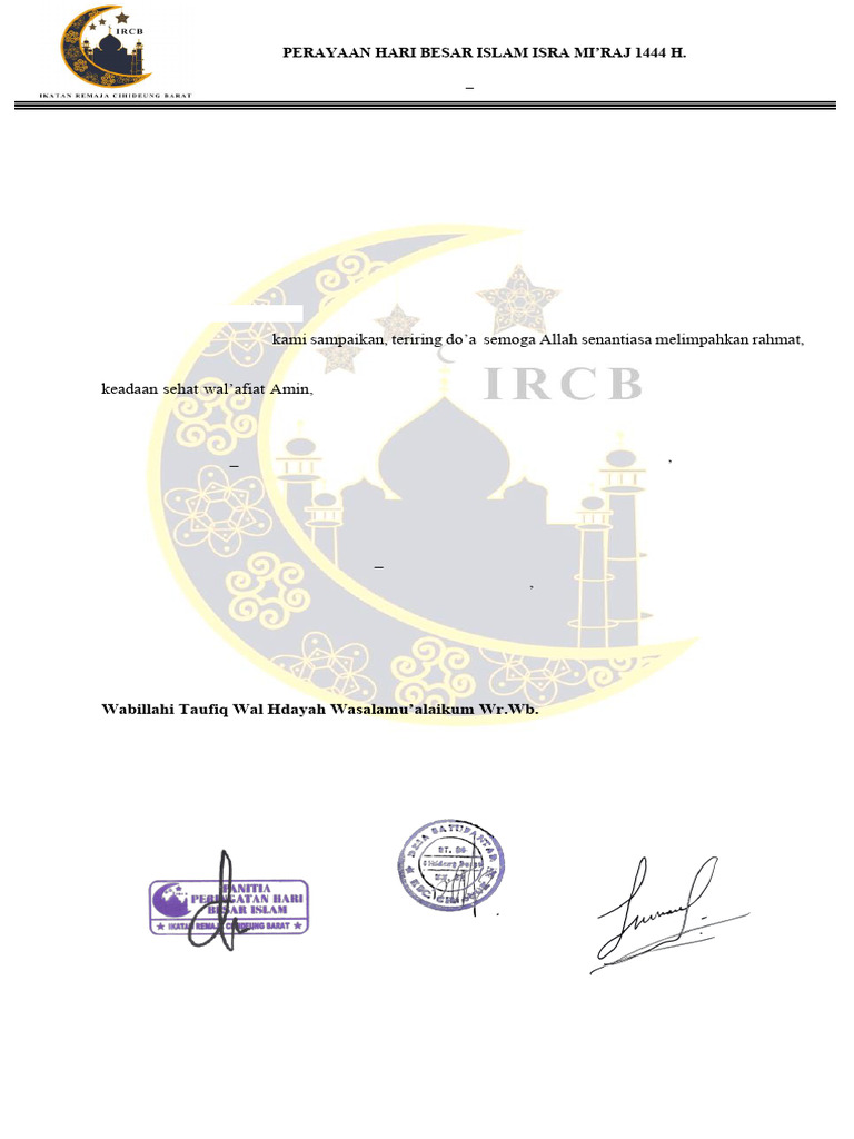 Surat Undangan Ircb Phbi | PDF