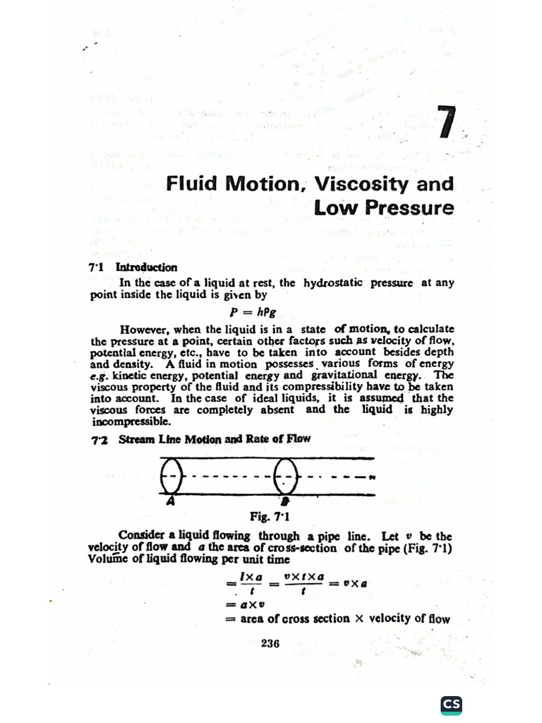 Fluid Motion & Viscosity (1) | PDF