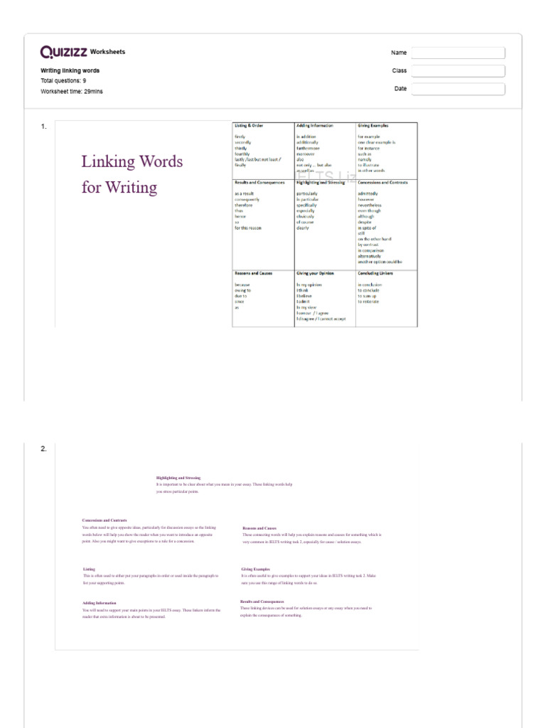 IELTS Writing and Speaking Linking Words | PDF | Essays