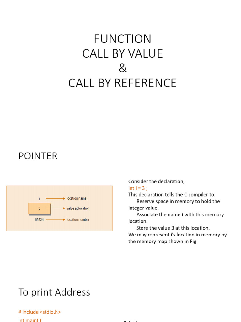 Call_by_value_Pointers_explaination | PDF | Pointer (Computer Programming) | Parameter (Computer ...