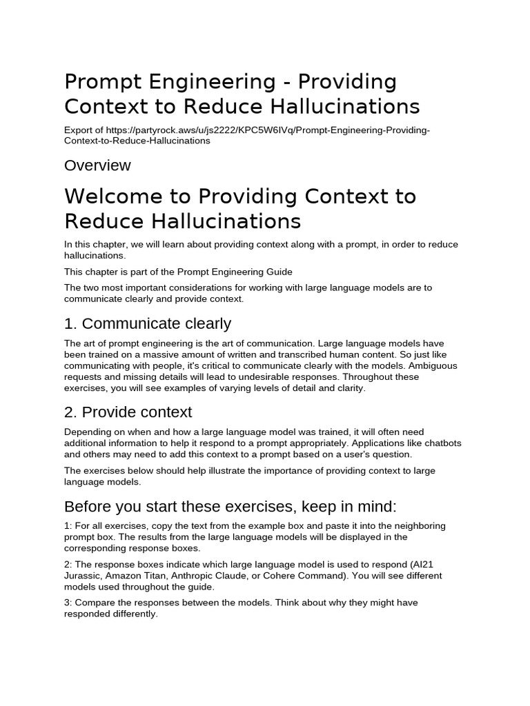 Prompt-Engineering-Providing-Context-to-Reduce-Hallucinations | PDF | Communication | Human ...