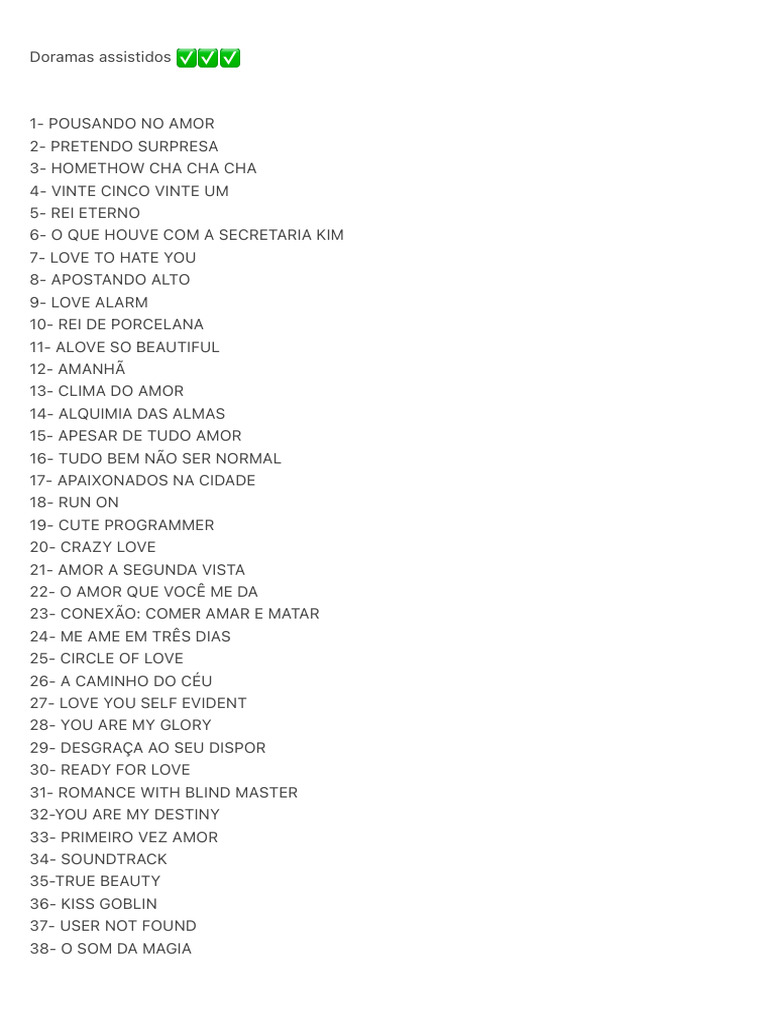 Lista de Doramas Assistidos | PDF