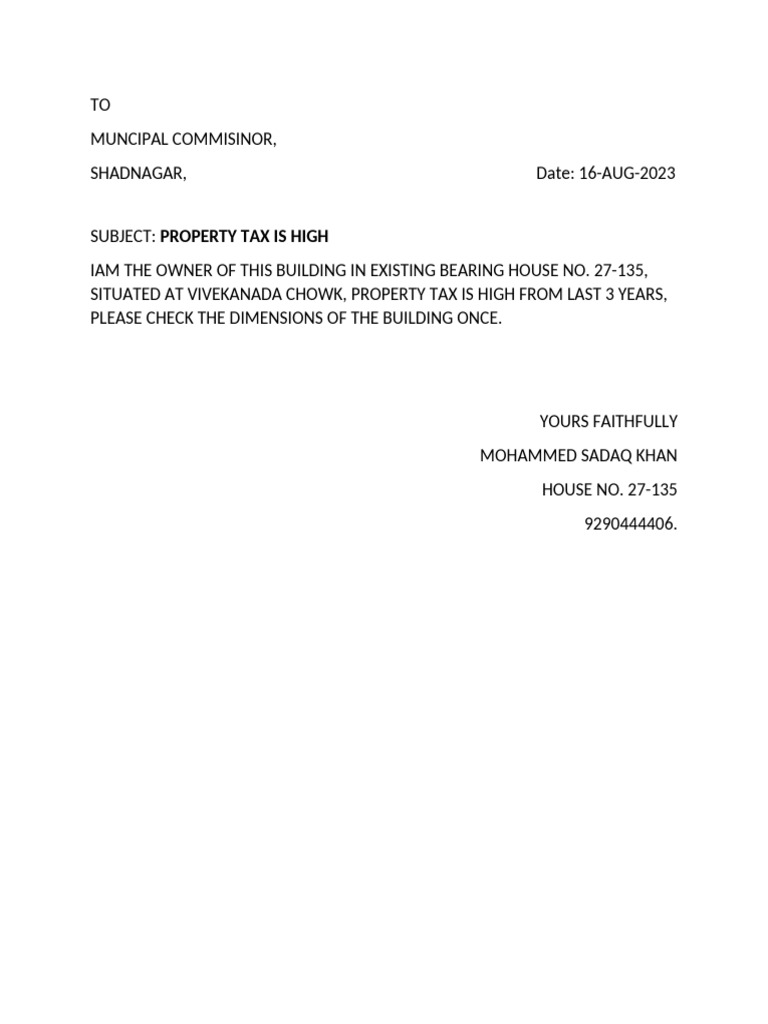 Request for Property Tax Review | PDF