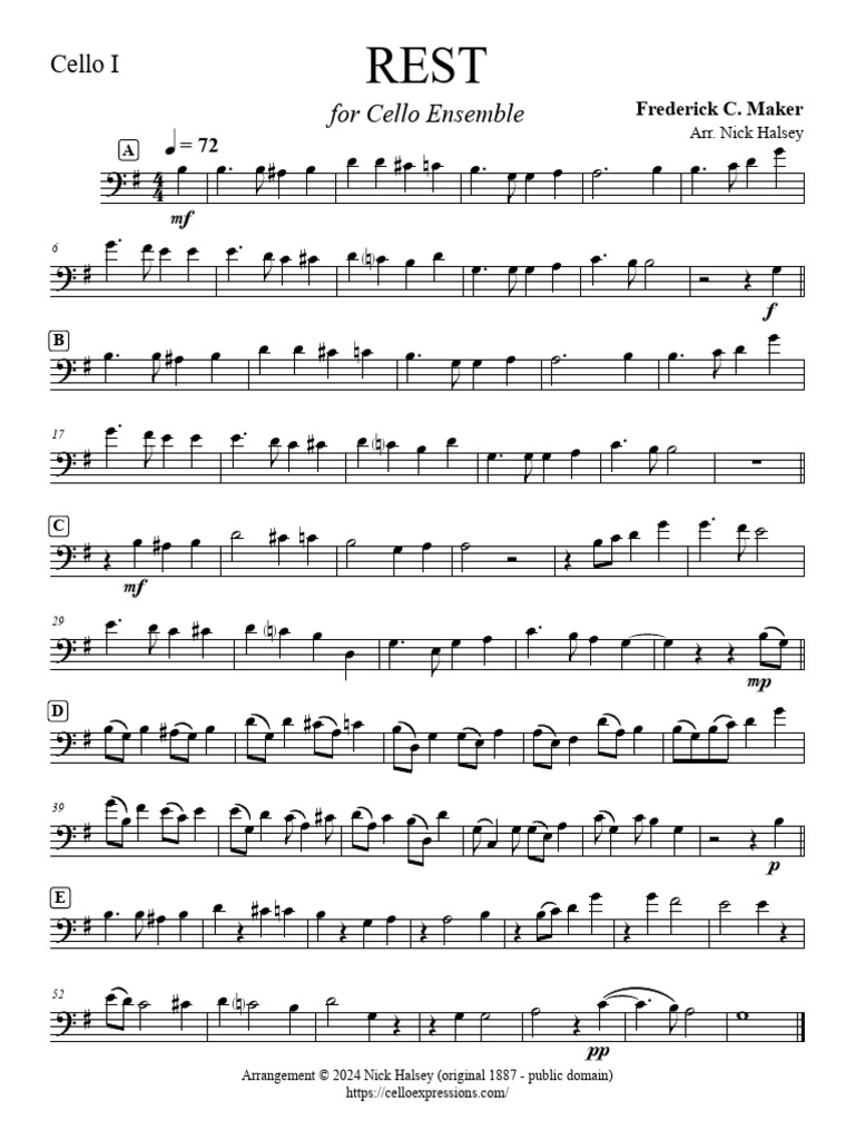 Cello Ensemble Arrangement by Nick Halsey | PDF
