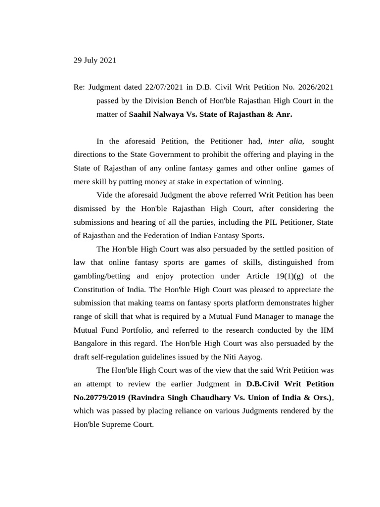 Note On HC Judgment Dated 22-07-2021 | PDF | High Court Of Australia ...