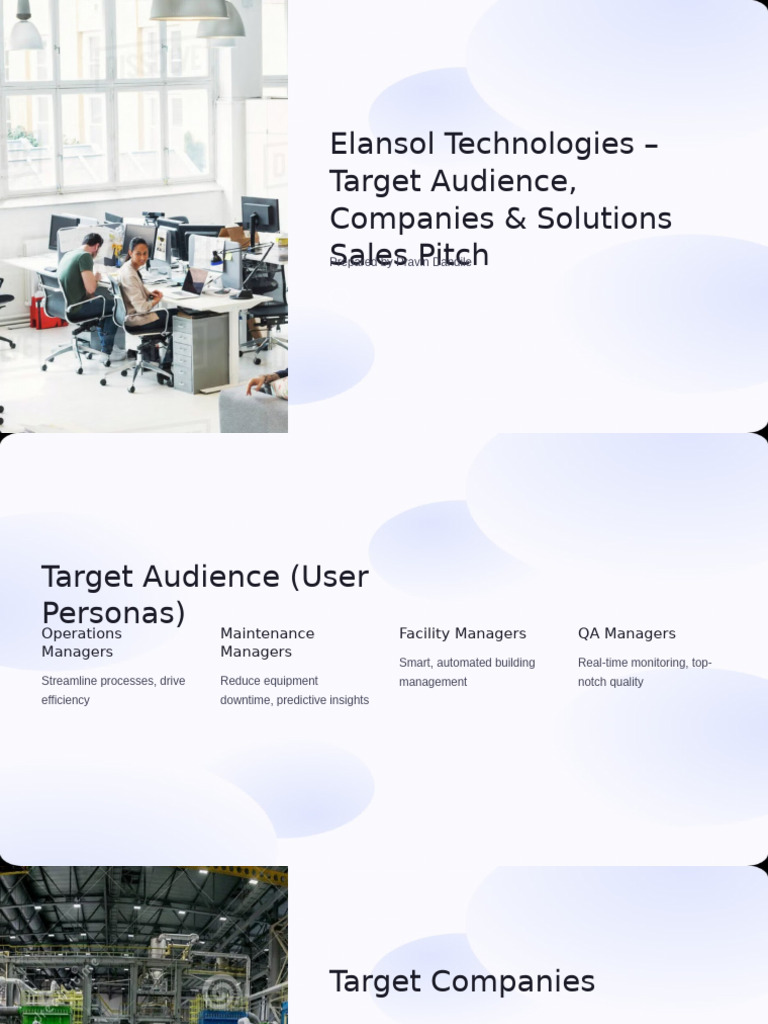 Elansol Technologies Target Audience Companies and Solutions Sales ...