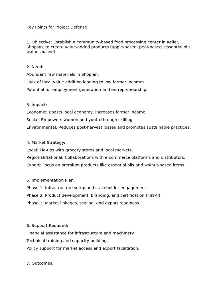 Key Points for Project Defense | PDF