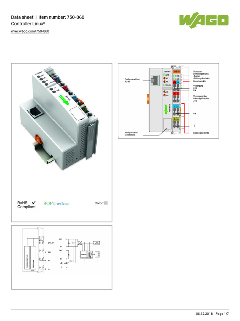 Datasheet 192103 Wago 750 860 PLC Bus Connector 750 860 1 Pcs | PDF | Computing | Computer ...