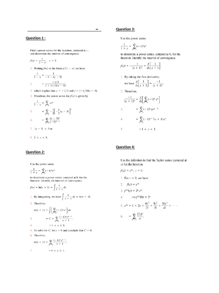 Calculus II Tutorial Questions | PDF