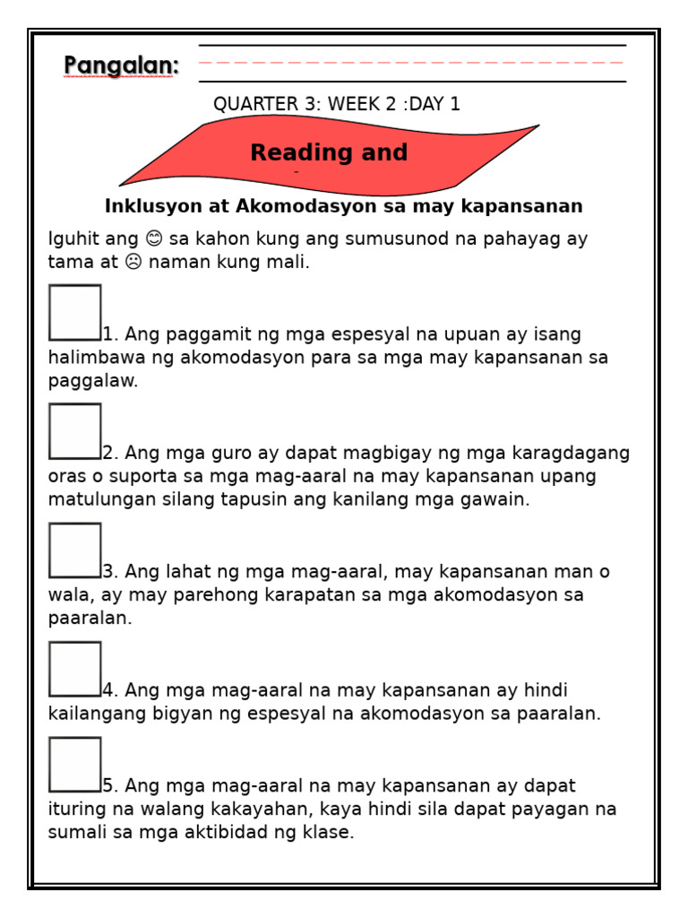 Worksheet Ral Q3 Week2 | PDF