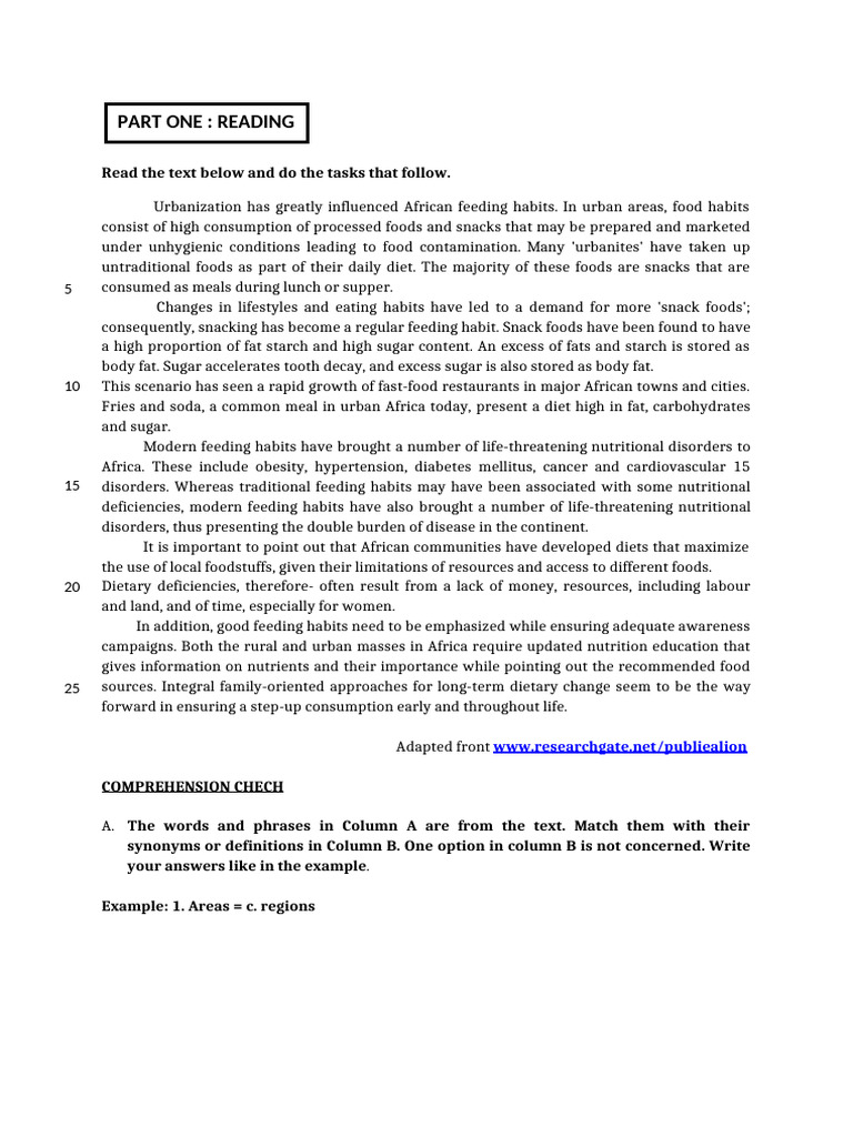 Read The Text Below and Do The Tasks That Follow | PDF | Eating | Diet ...