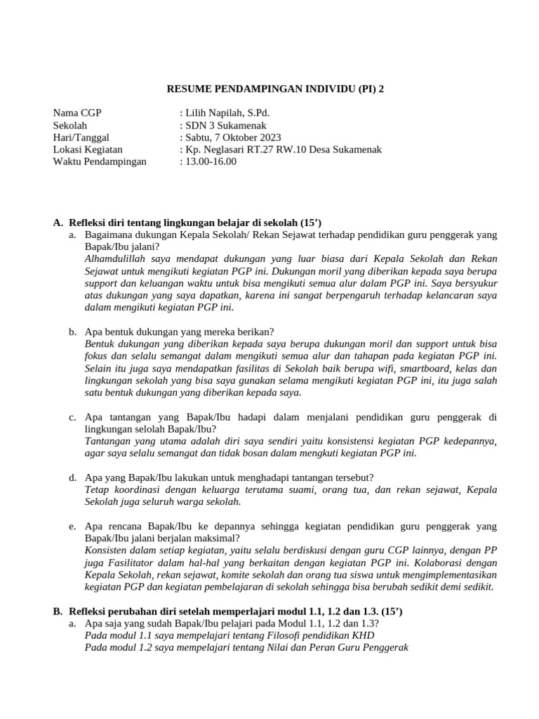 Resume Pendampingan Individu 2 ++ | PDF
