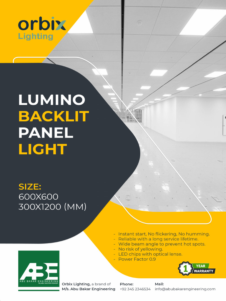 Lumino Backlit Panel Light (2x2 & 1x4) | PDF