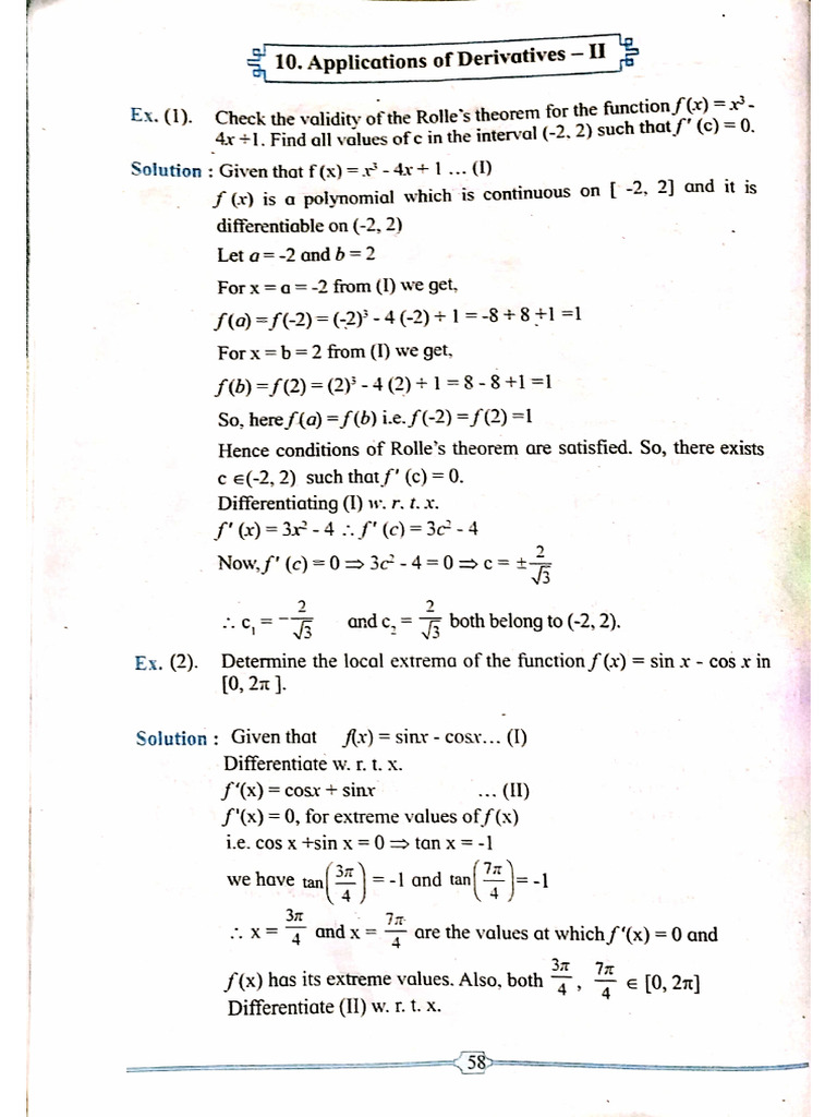 Mathematics Applications of Derivative -2 Practical | PDF