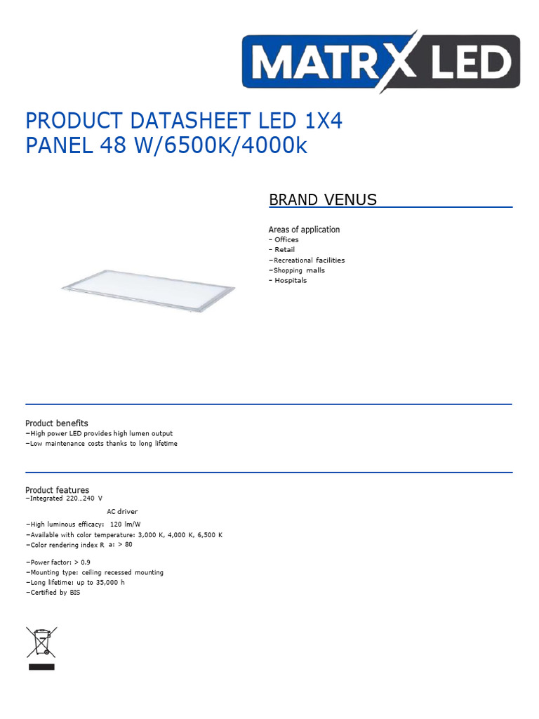 1X4 PANEL DATASHEET (1) | PDF | Light Emitting Diode | Light