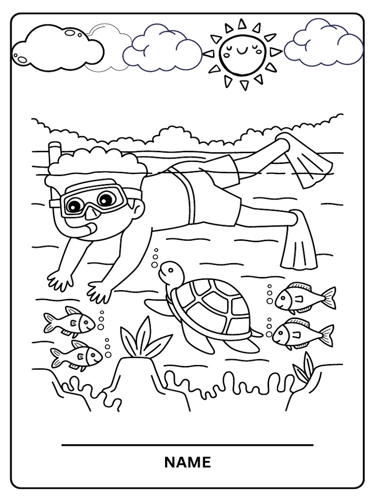 Ocean Animals Alphabet Coloring Book in Black and White Printable Style ...
