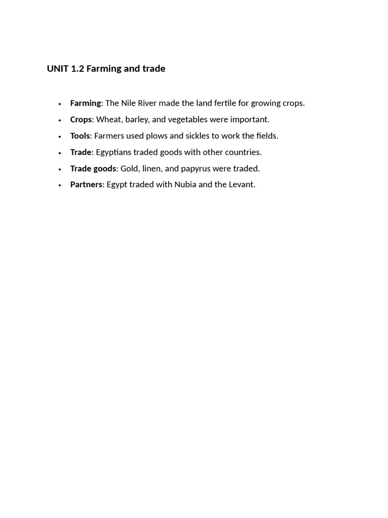 UNIT 1.2 Farming and Trade | PDF