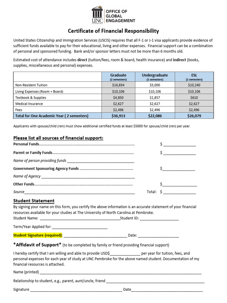 Certificate of Financial Responsibility 2021-2022 - 1 | PDF