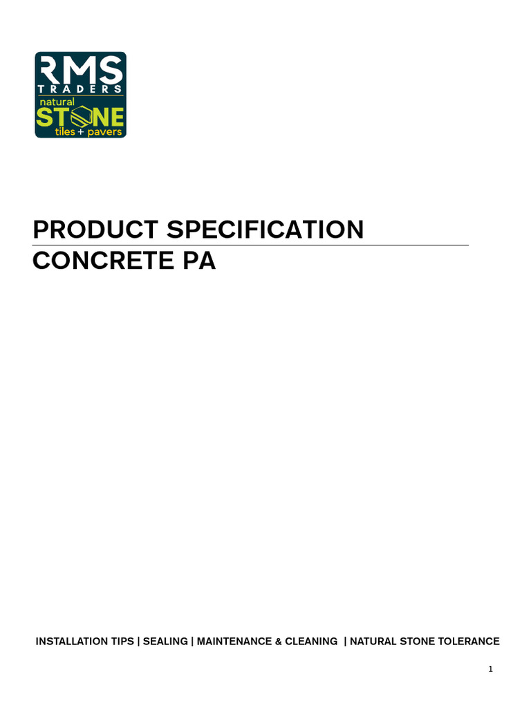 Concrete Pavers Specifications | PDF | Concrete | Tile