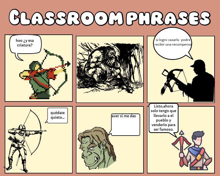 Red Hand Drawn Classroom Phrases Comic Strip | PDF