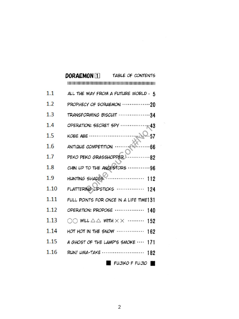 Doraemon Vol.1 Contents | PDF