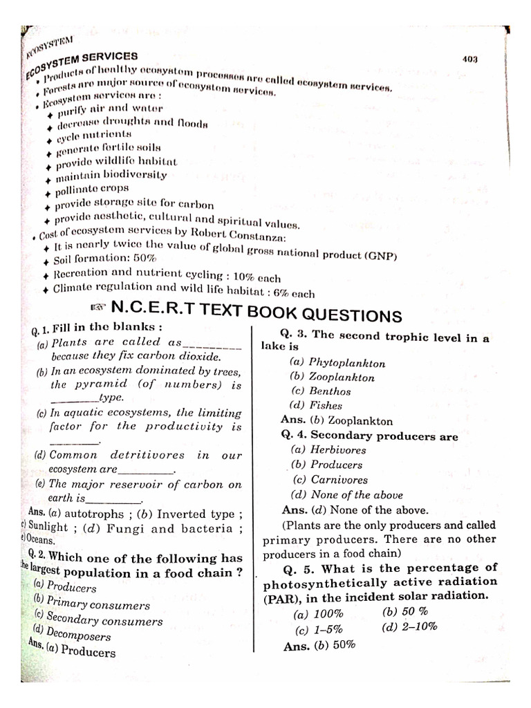 Chapter - 14 Ecosystem JPH Cbse Previous Year Question PDF | PDF
