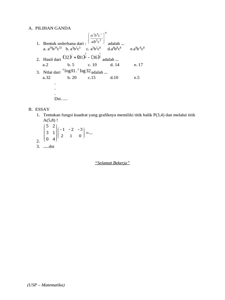 Contoh Soal USP | PDF