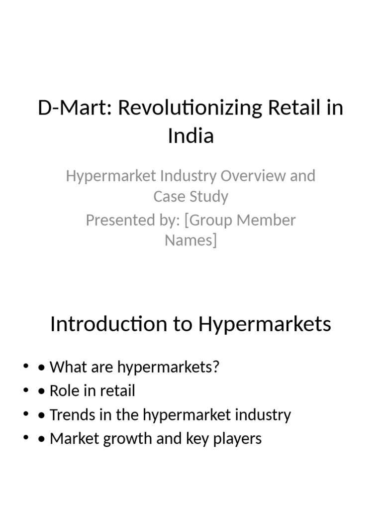 D-Mart: Transforming India's Retail Landscape | PDF