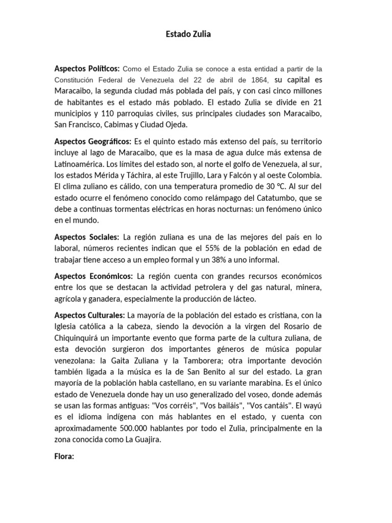 Estado Zulia: Geografía y Cultura | PDF
