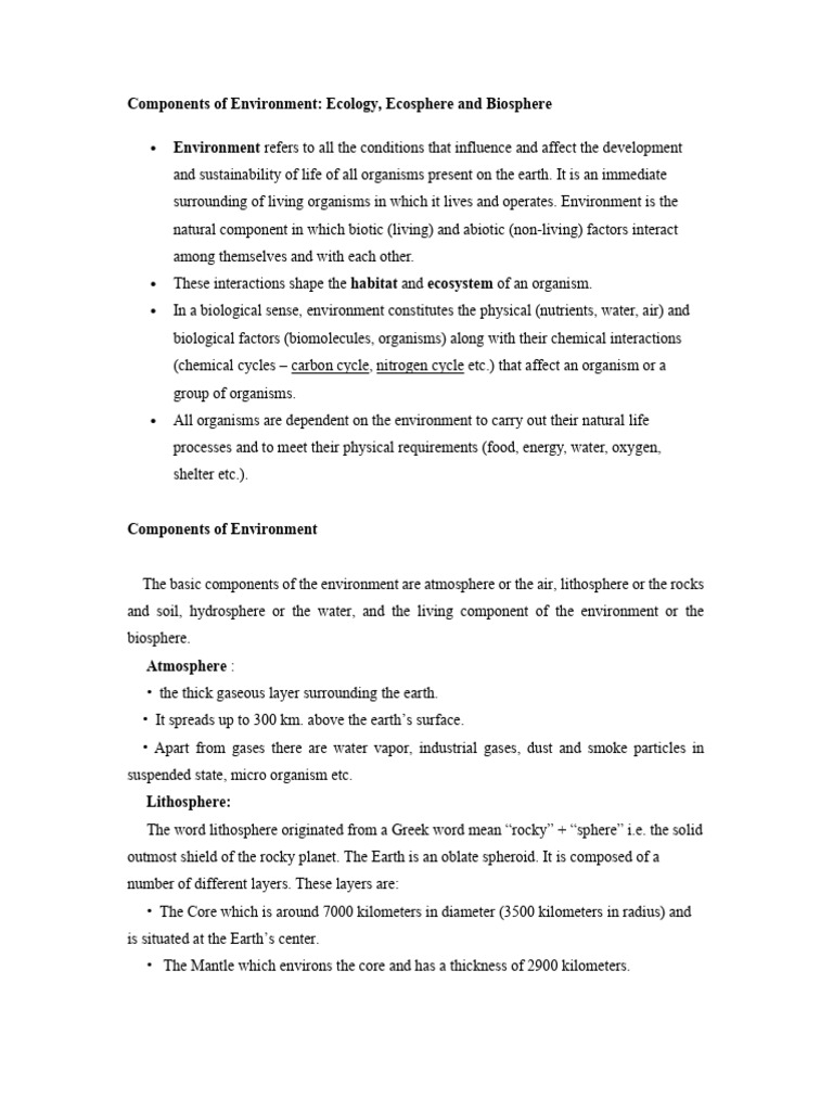 Ecology Ecosphere Biosphere | PDF | Ecosystem | Ecology