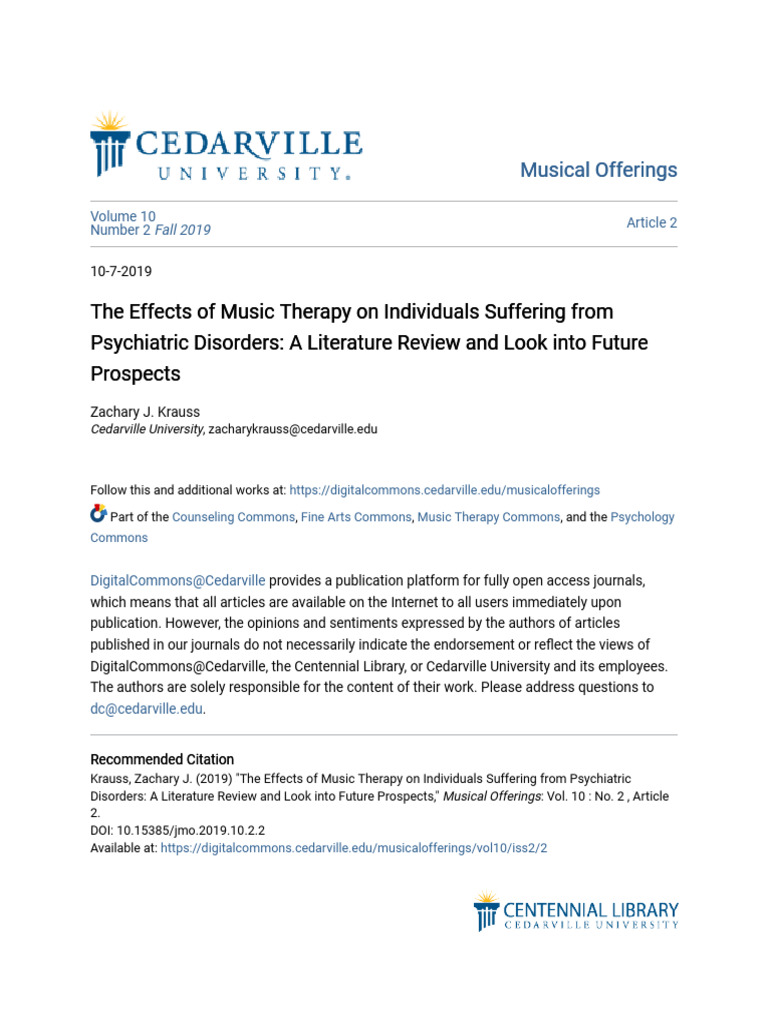 Effects of Music Therapy | PDF | Psychotherapy | Mental Disorder
