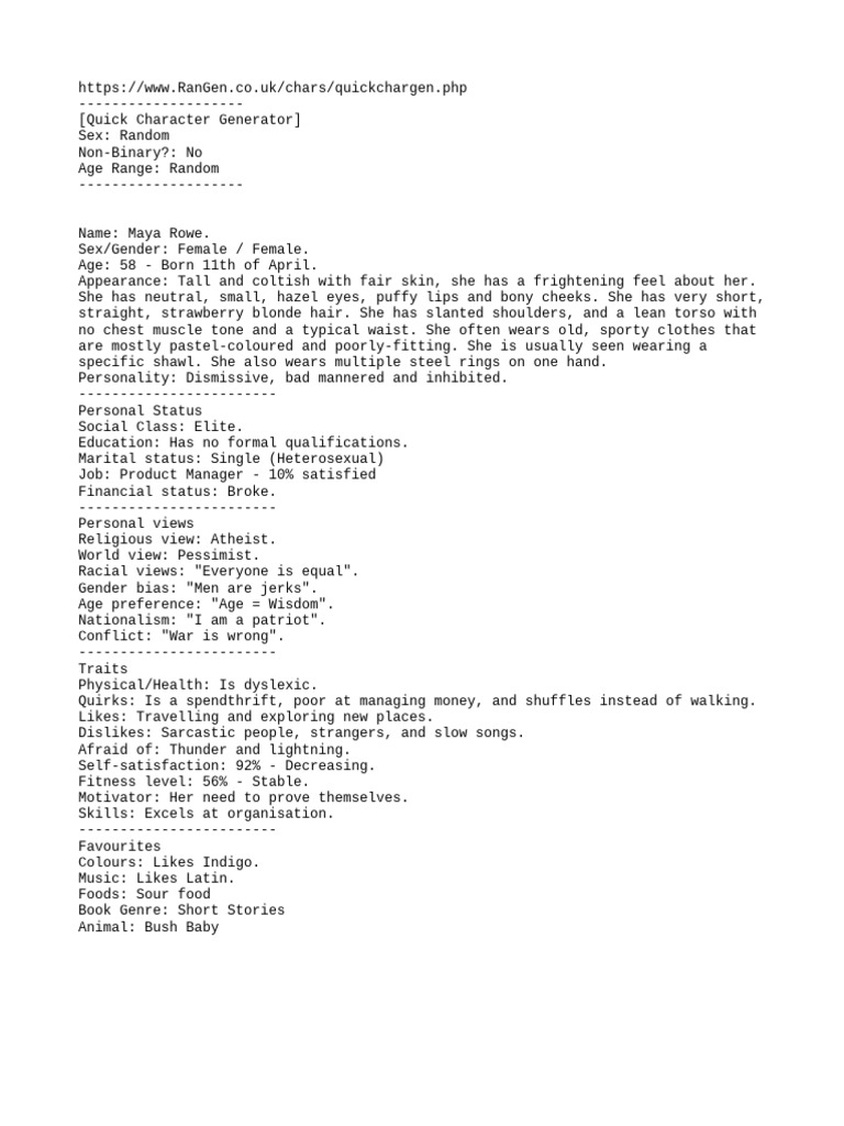 RanGen - Quick Character Generator - Jan 1, 2025 at 11 - 16 PM | PDF