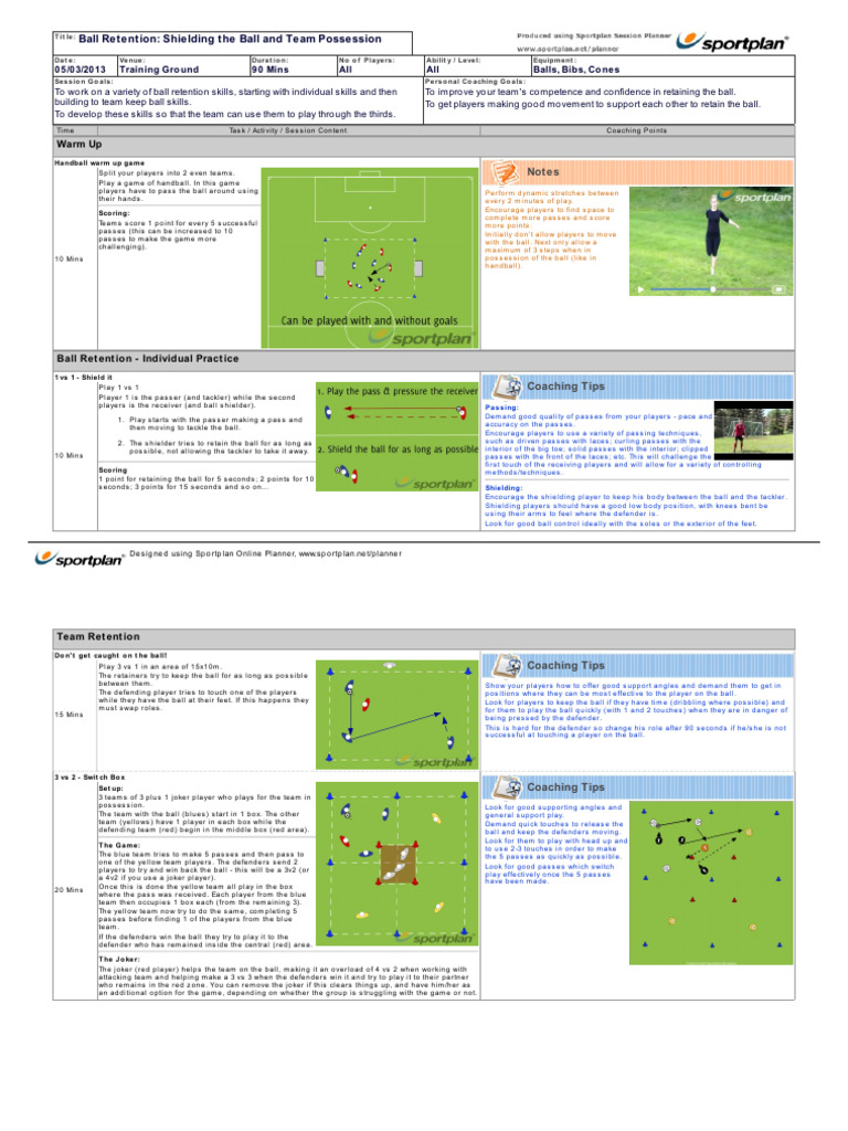 Ball Retention Skills Training Session | PDF