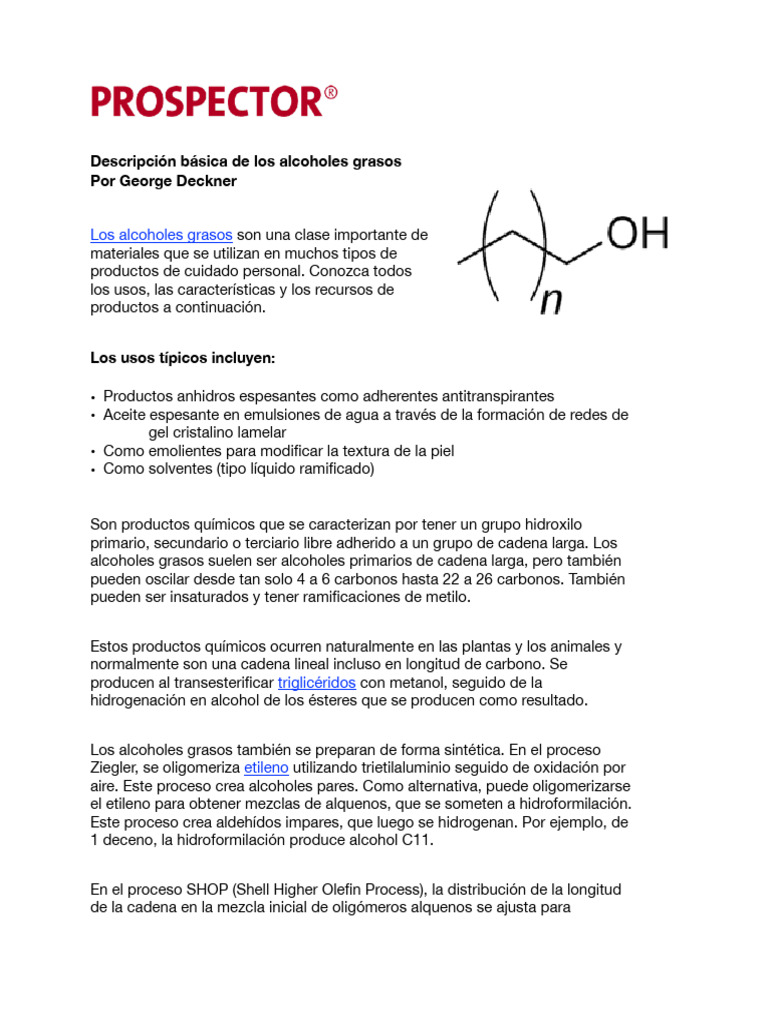 Fatty Alcohol SP | PDF