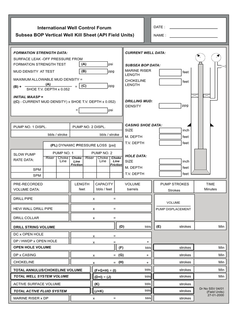 Subsea Vertical Kill Sheet - English API | PDF | Mechanical Engineering | Chemical Engineering