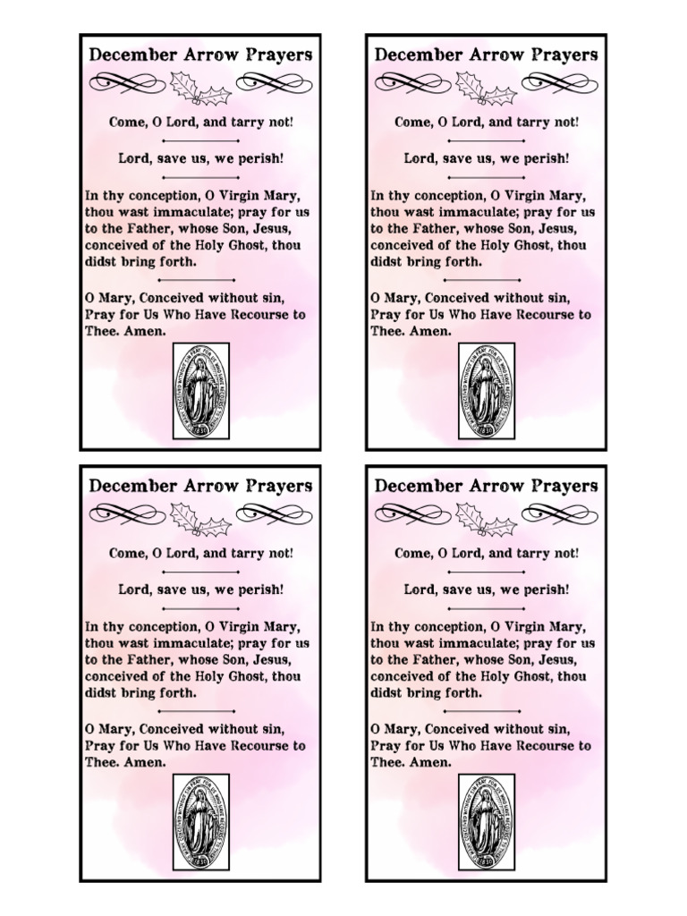 December Prayer Card Sheet Catholic Short Prayers | PDF