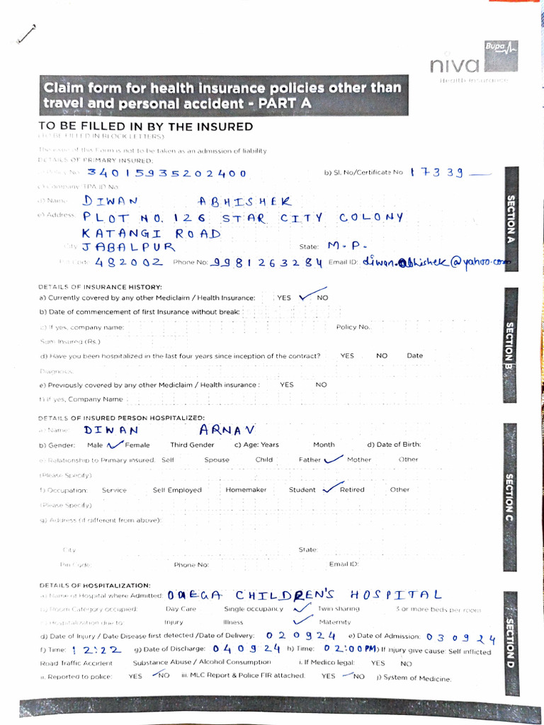 Claim form Part A & B | PDF | Hospital | Social Programs
