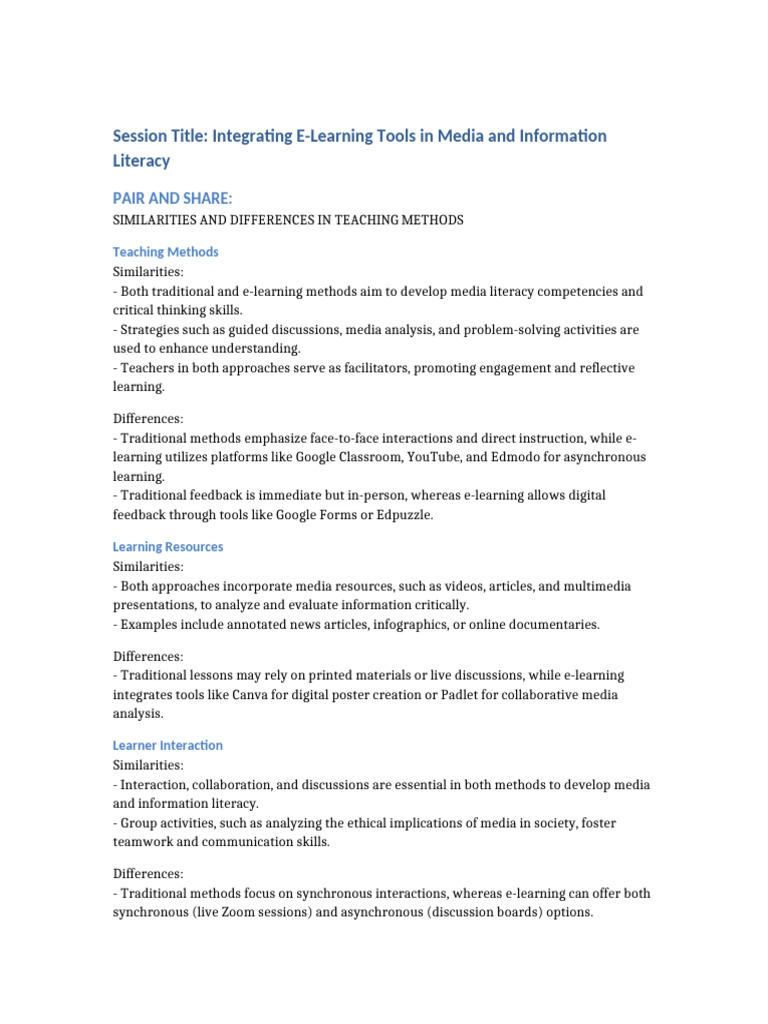 Media and Information Literacy Lesson | PDF | Educational Technology ...