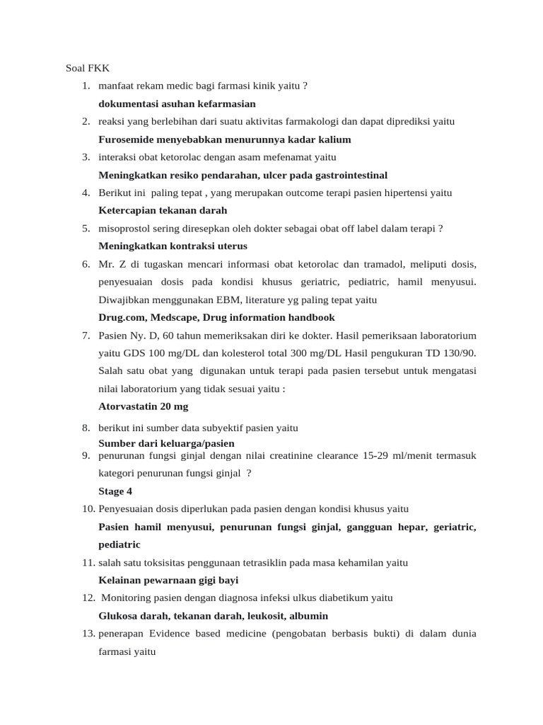 Soal uas FKK-1 | PDF