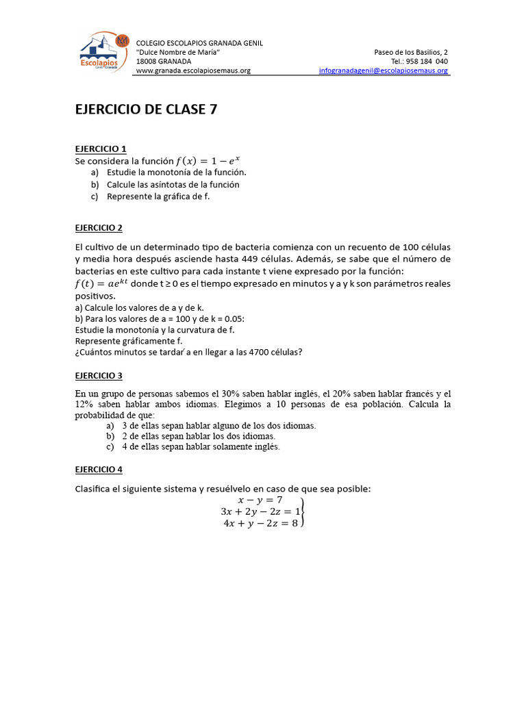 Ejercicio de Clase 7 | PDF