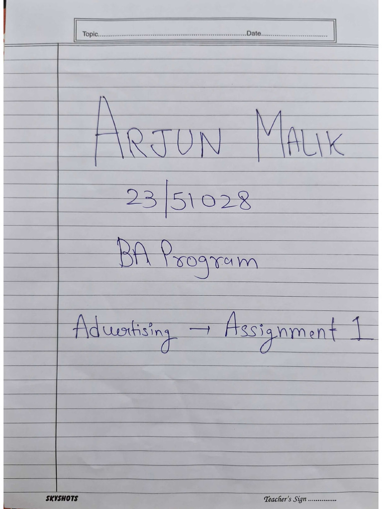 Arjun Malik 23-51028, Assignment 1 | PDF